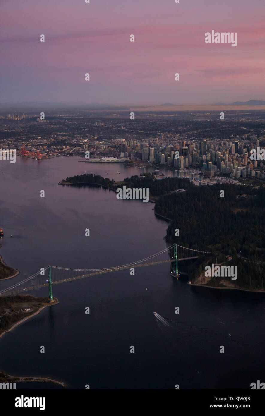 Aerial view from an airplane of a beautiful Canadian City on the ...