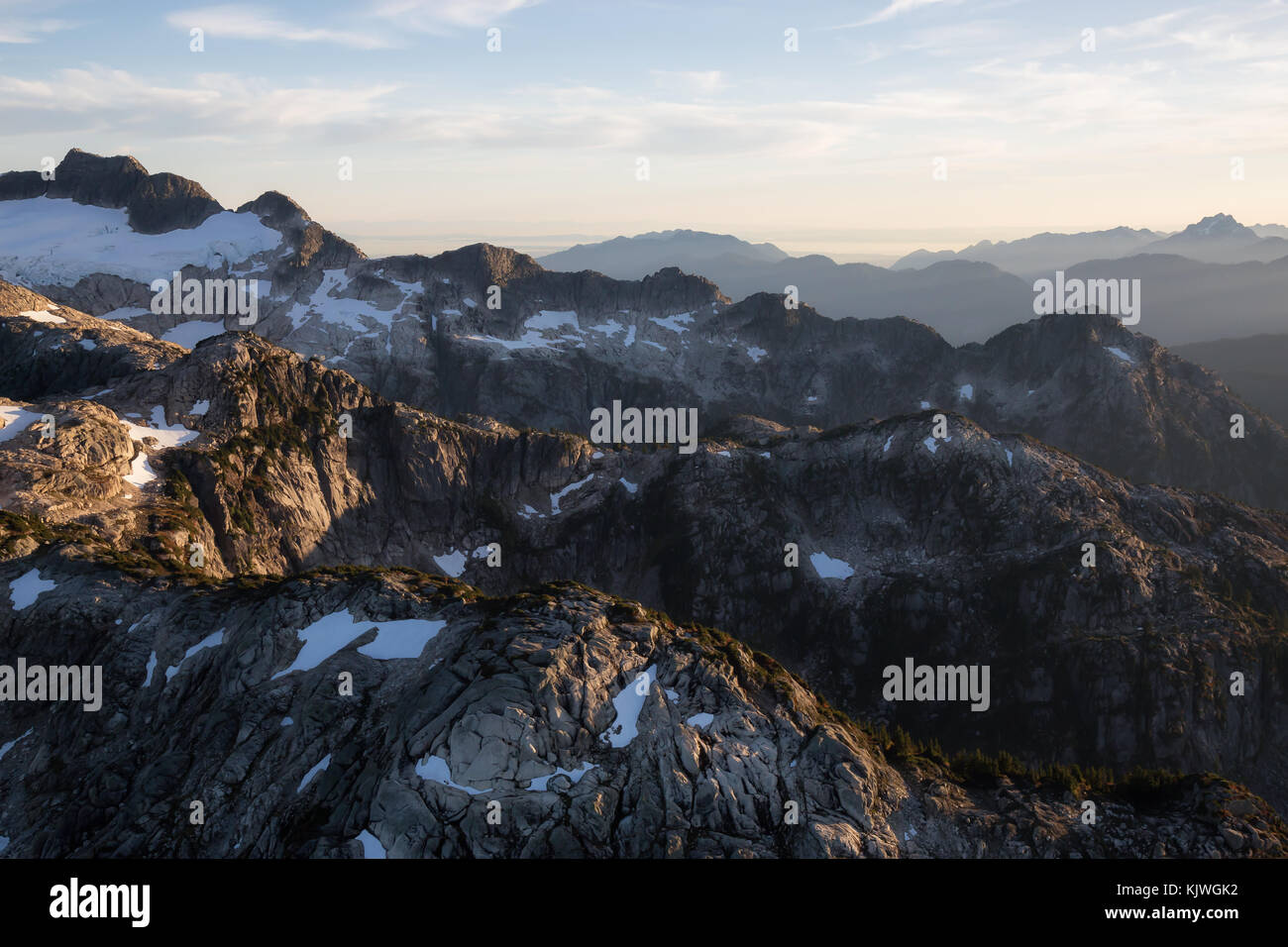 Aerial view from an airplane of the beautiful Canadian mountain ...