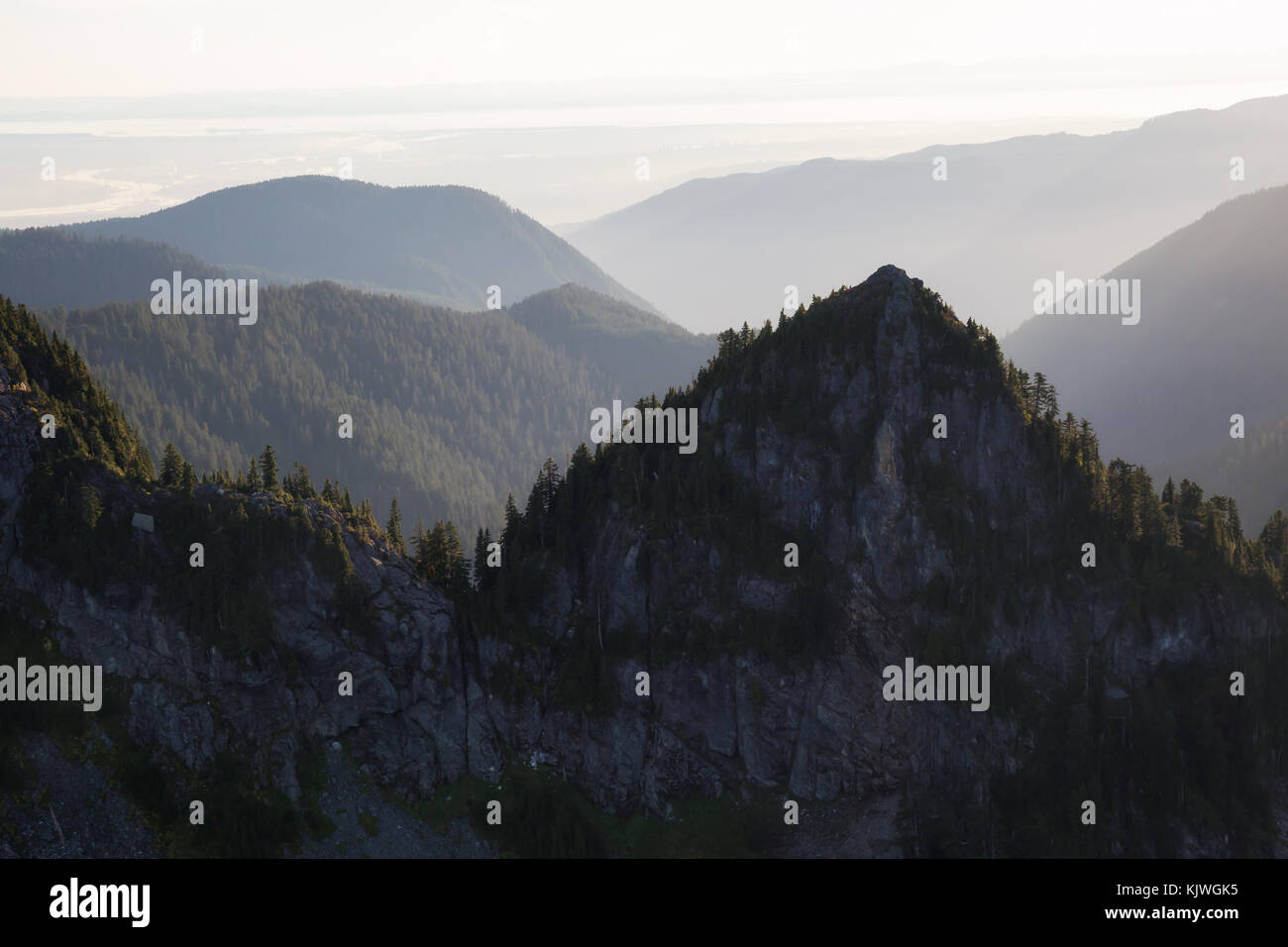 Aerial view from an airplane of the beautiful Canadian mountain ...