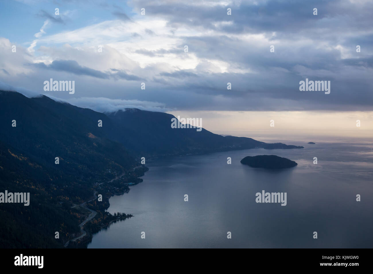Dramatic Aerial Landscape View of Howe Sound, North of Vancouver ...