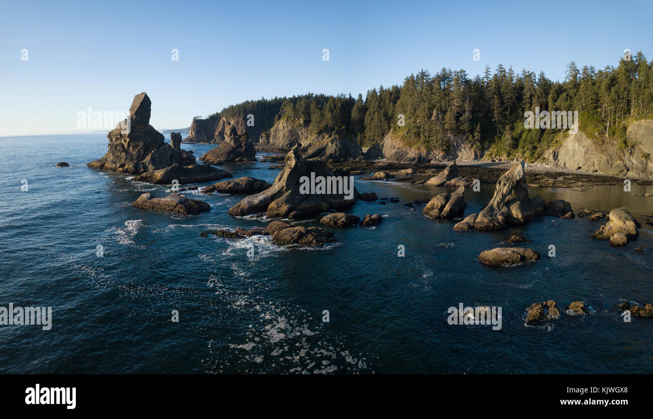 Beautiful aerial view of a scenic landscape at the Ocean Coast. Taken ...