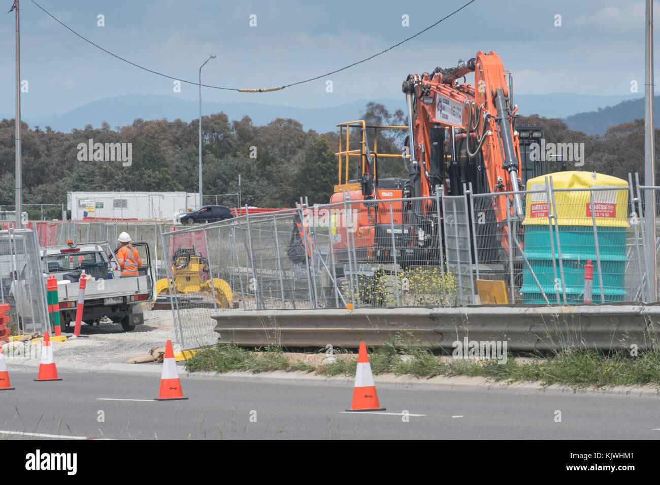 Construction work on the new light rail line along Flemington Road in ...