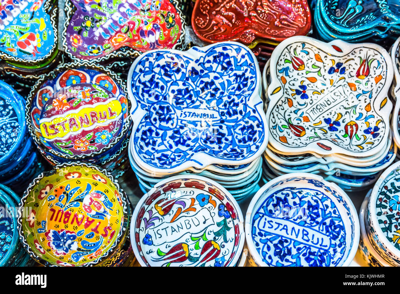 Collection of Traditional Turkish ceramics on sale at Grand Bazaar in ...
