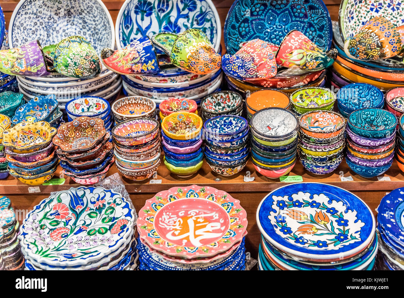 Collection of Traditional Turkish ceramics on sale at Grand Bazaar in ...