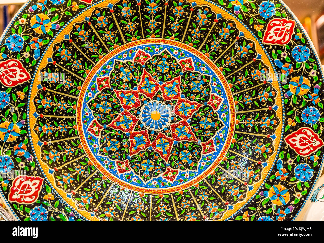 Surface of Traditional Turkish ceramic plates with painted Islamic ...
