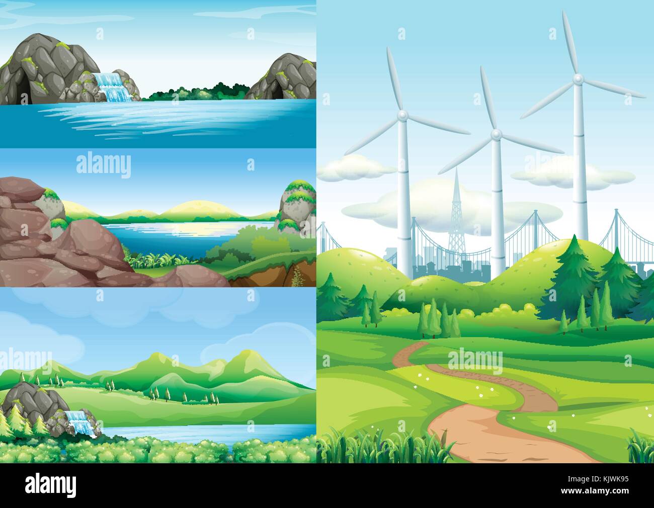 Scenes with land and water illustration Stock Vector Image & Art - Alamy