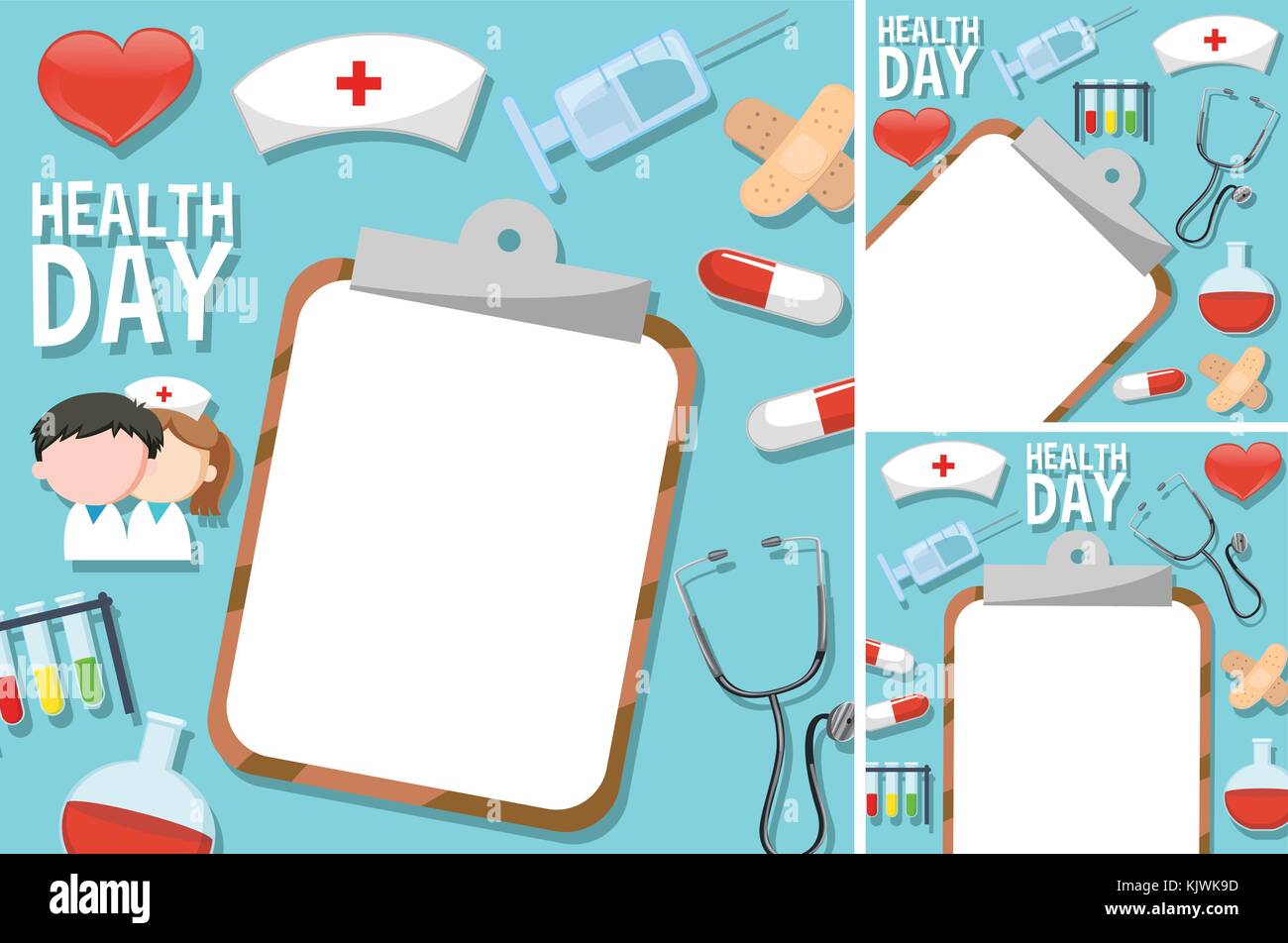 Health day poster with medical elements illustration Stock Vector Image ...