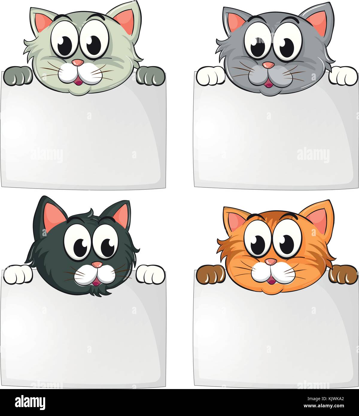 Cute cats with blank papers illustration Stock Vector Image & Art - Alamy