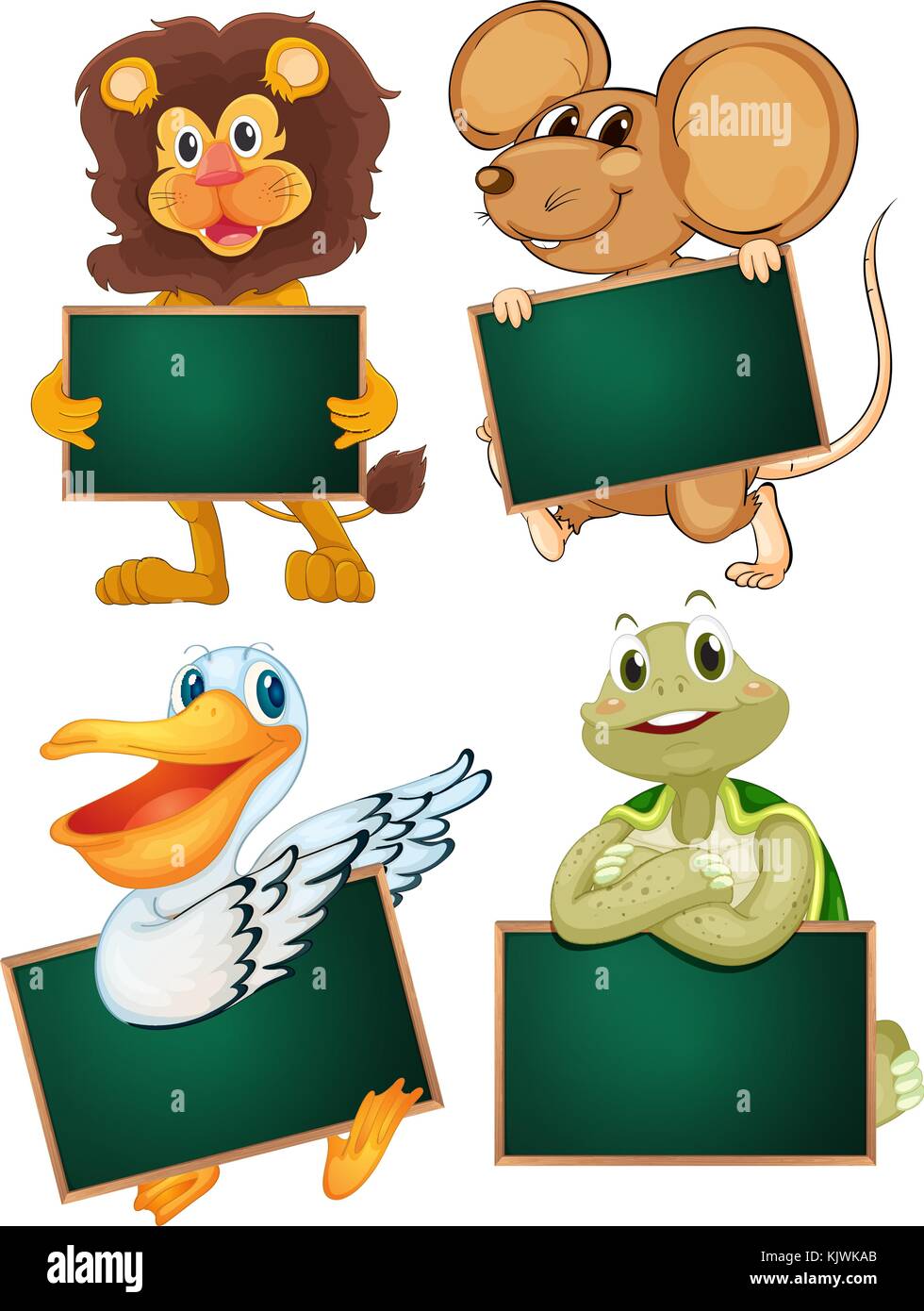 Wild animals holding blank boards illustration Stock Vector Image & Art ...