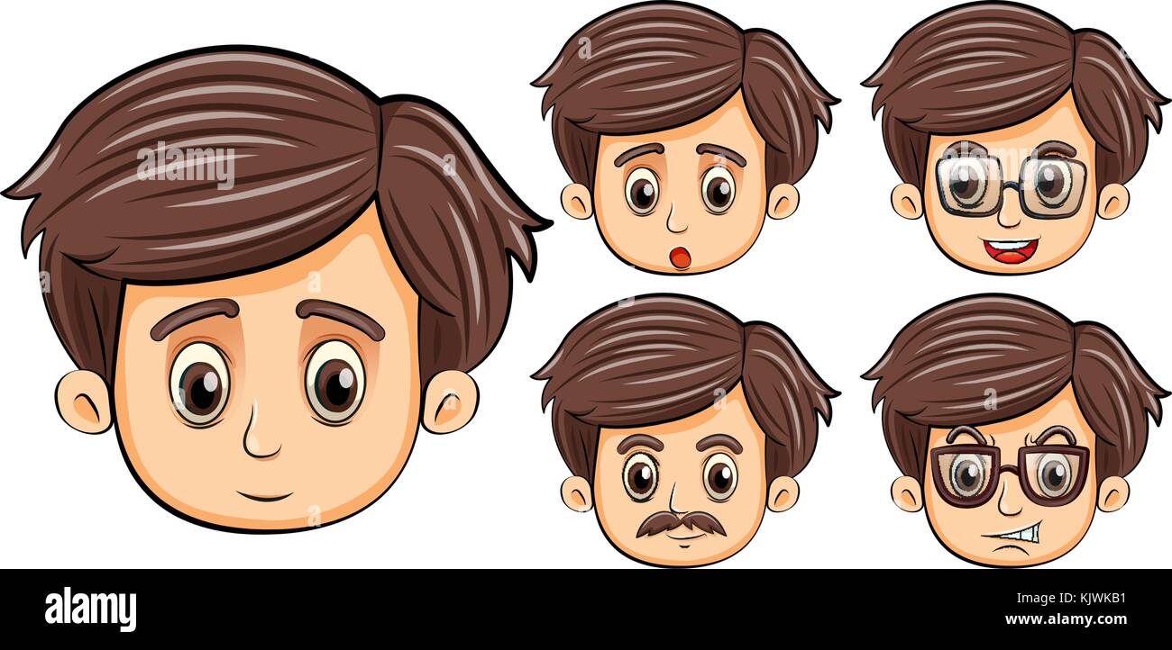 Men with different facial expressions illustration Stock Vector Image ...