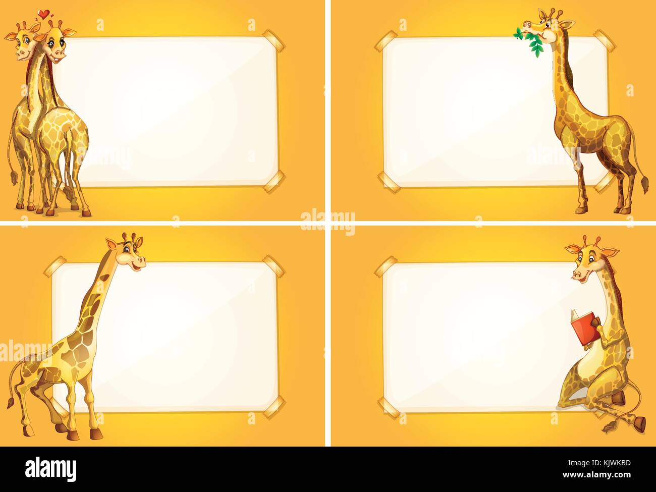 Four border templates with cute giraffes illustration Stock Vector ...