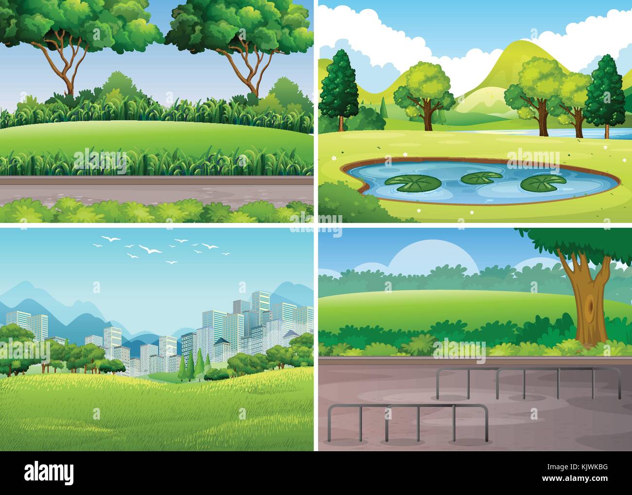 Parking with green trees Stock Vector Images - Alamy