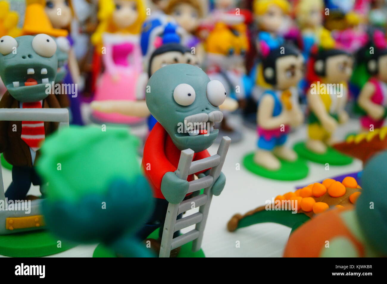 Small doll toys are on display and are very interesting in shape Stock ...