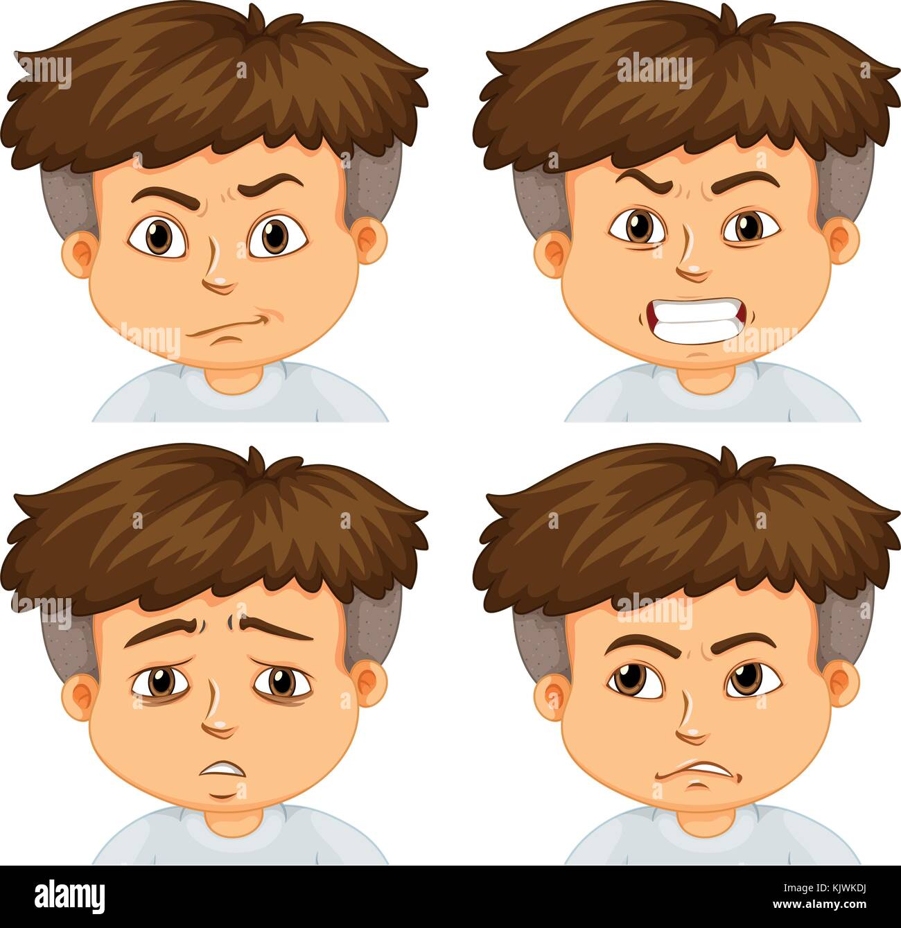 Boy with different emotions illustration Stock Vector Image & Art - Alamy