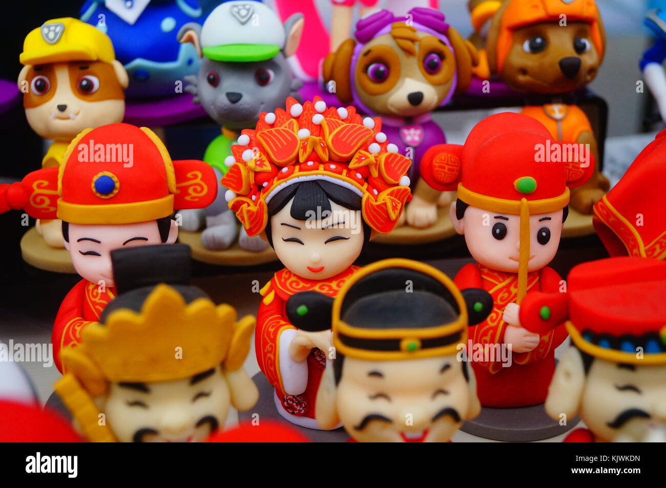 Small doll toys are on display and are very interesting in shape Stock ...