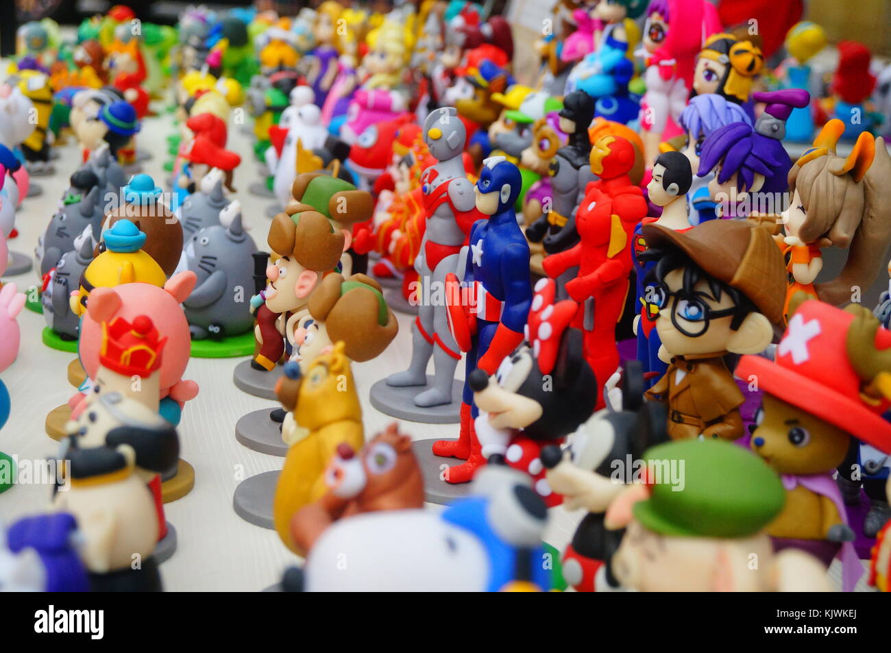 Small doll toys are on display and are very interesting in shape Stock ...