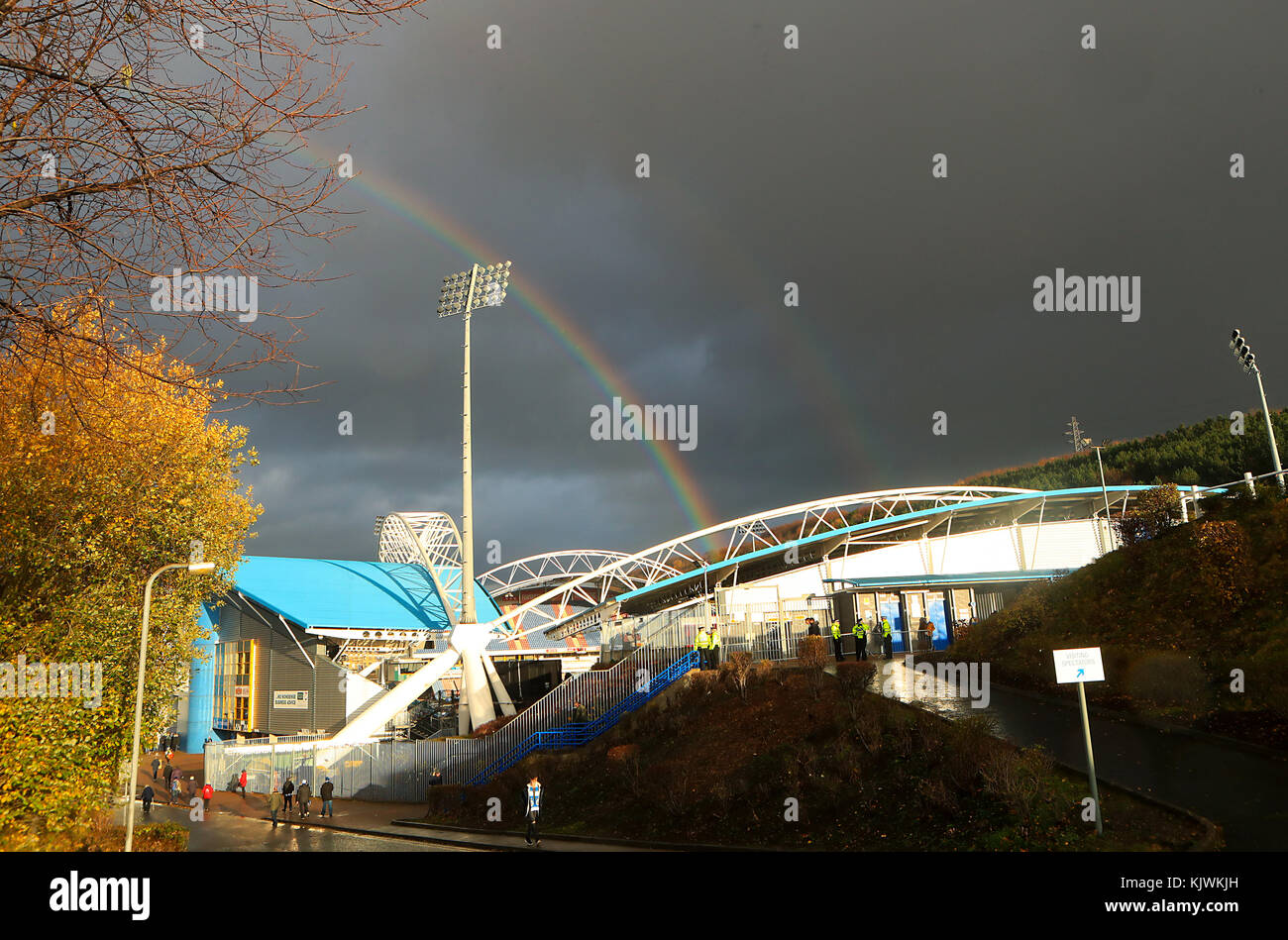 A rainbow over the stadium ahead of the Premier League match at the ...