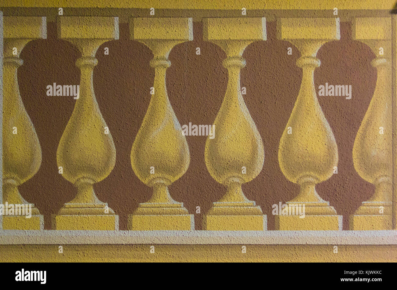 Typical Italian style art, painted balusters onto the front of a ...