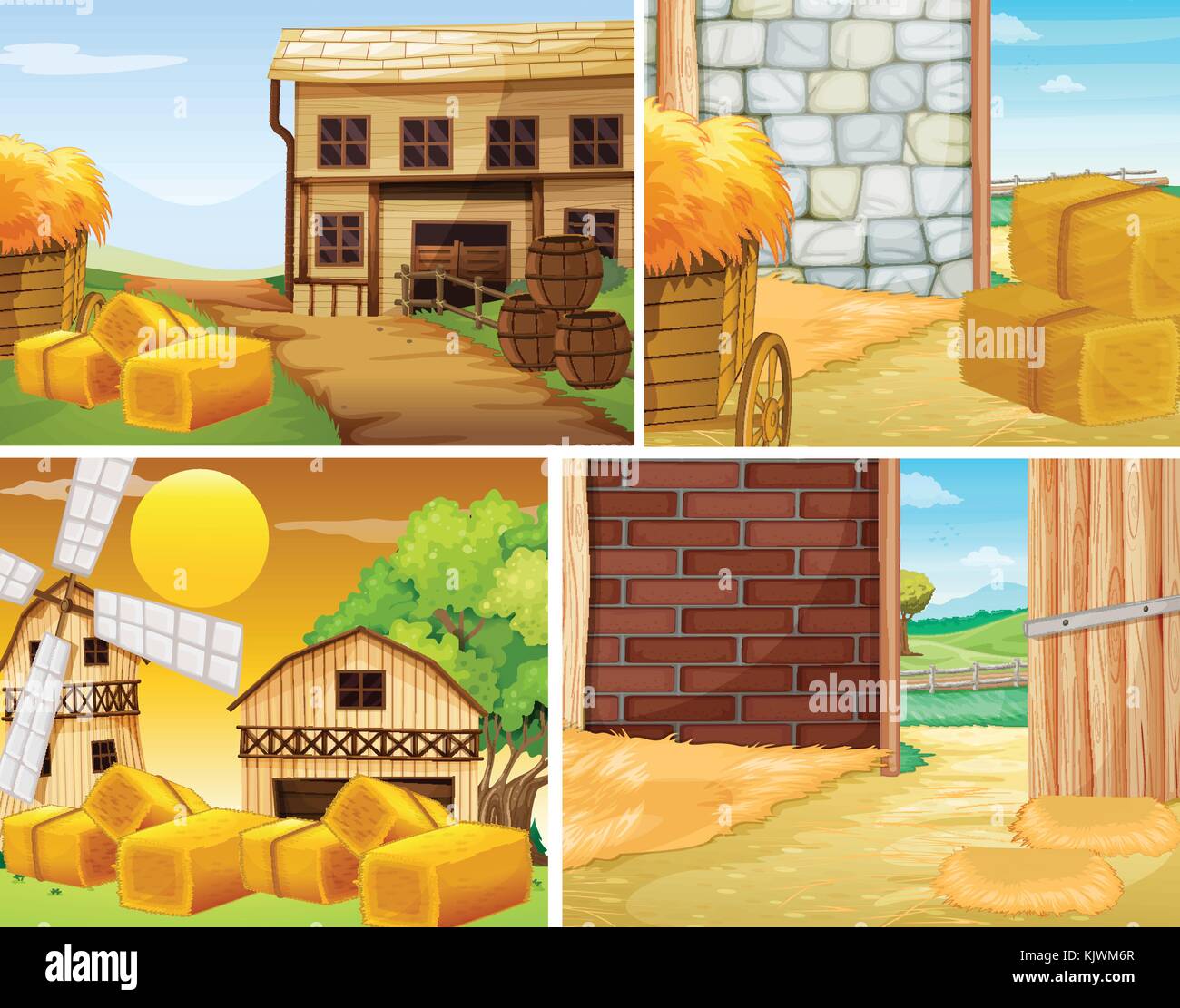 Farm scenes with lots of hay illustration Stock Vector Image & Art - Alamy