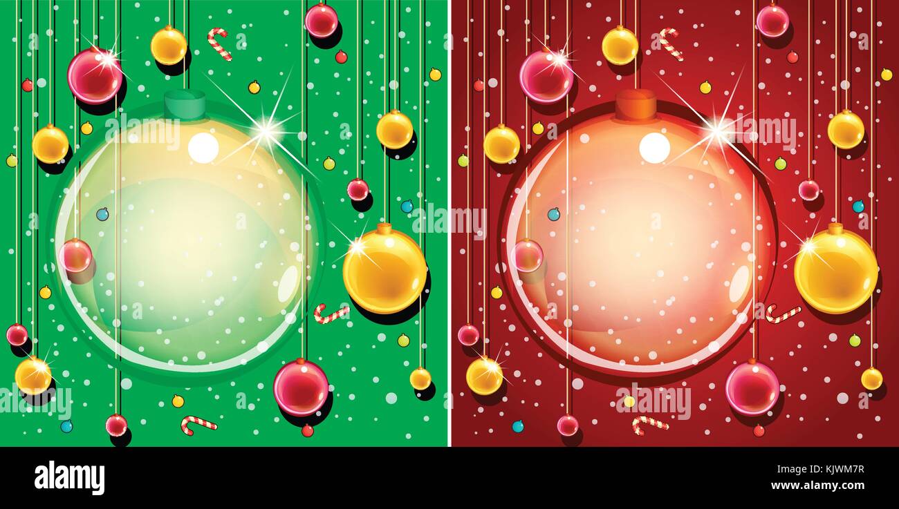 Two background design with christmas ornaments illustration Stock ...