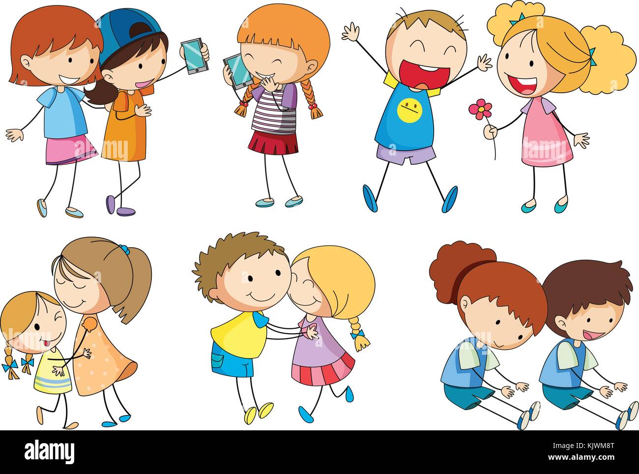 People doing different activities with friends illustration Stock ...