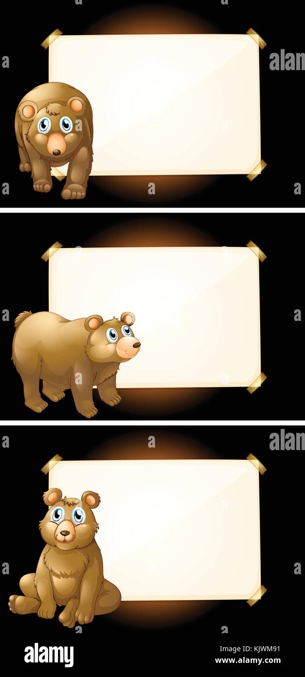Border templates with grizzly bears illustration Stock Vector Image ...