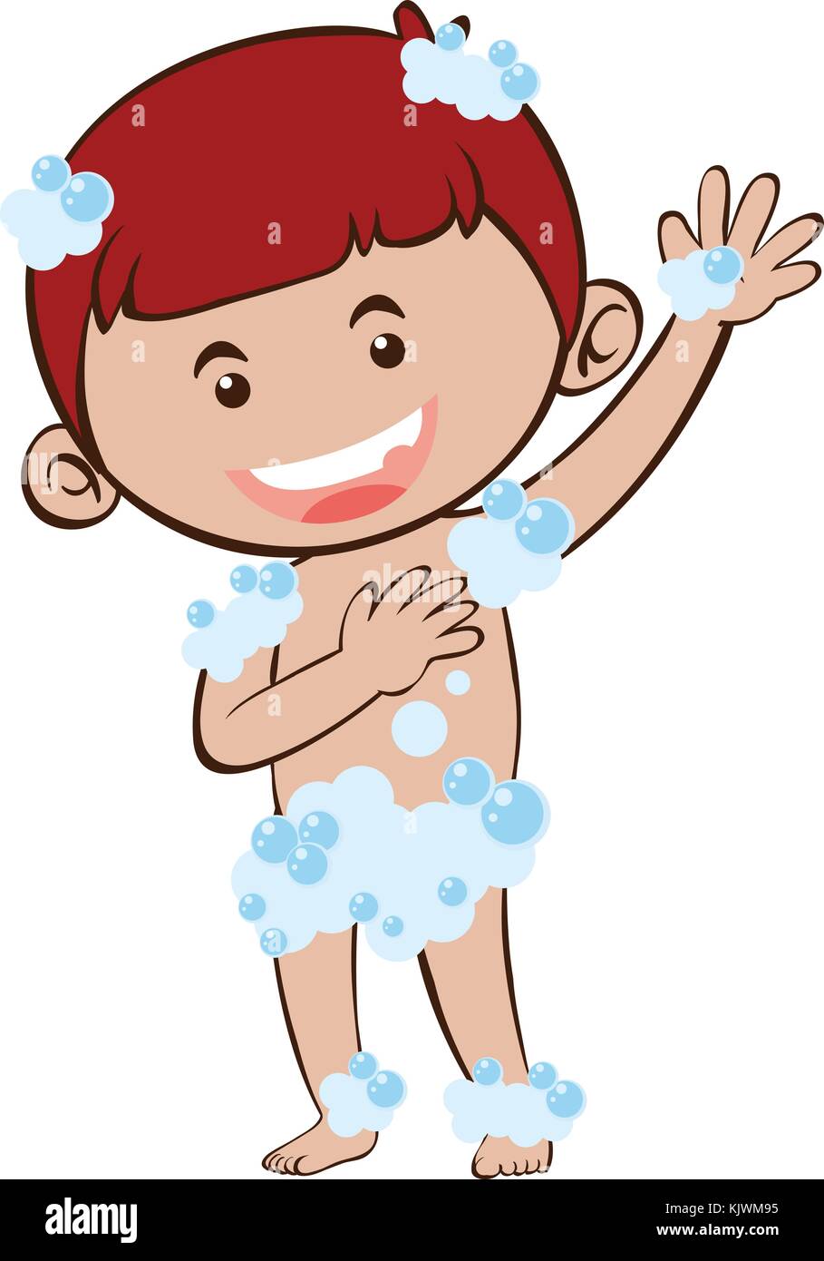 Little boy taking shower illustration Stock Vector Image & Art - Alamy