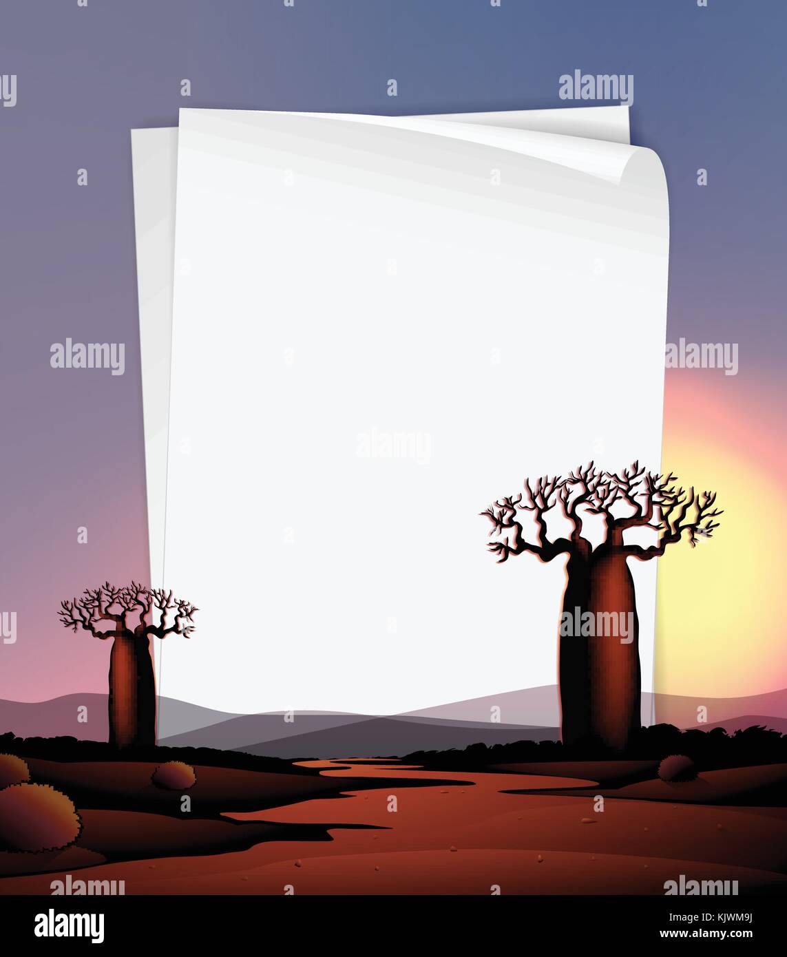 Paper template with trees and river illustration Stock Vector Image ...