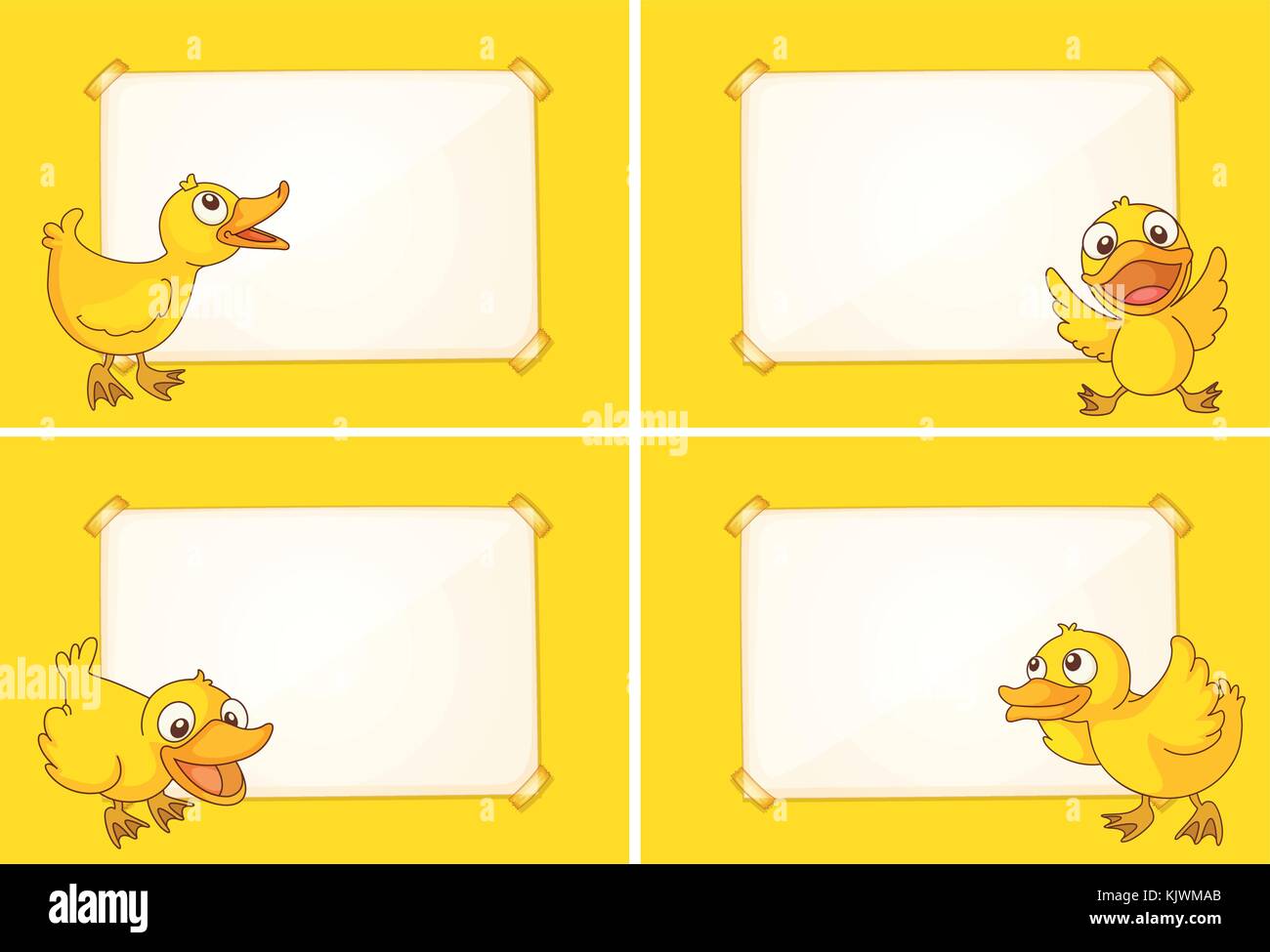 Four border templates with yellow ducklings illustration Stock Vector ...