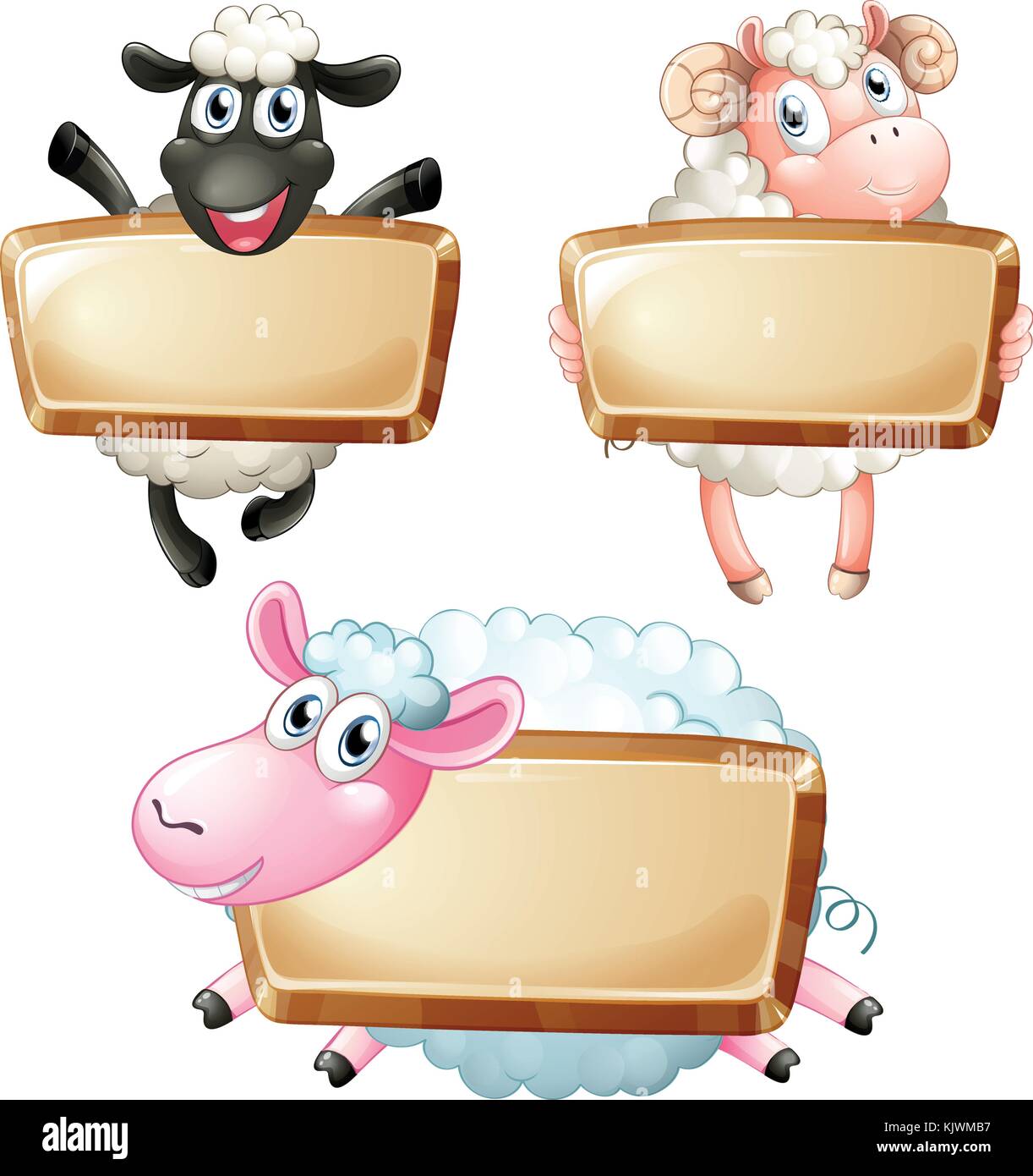 Sign template with cute sheeps illustration Stock Vector Image & Art ...