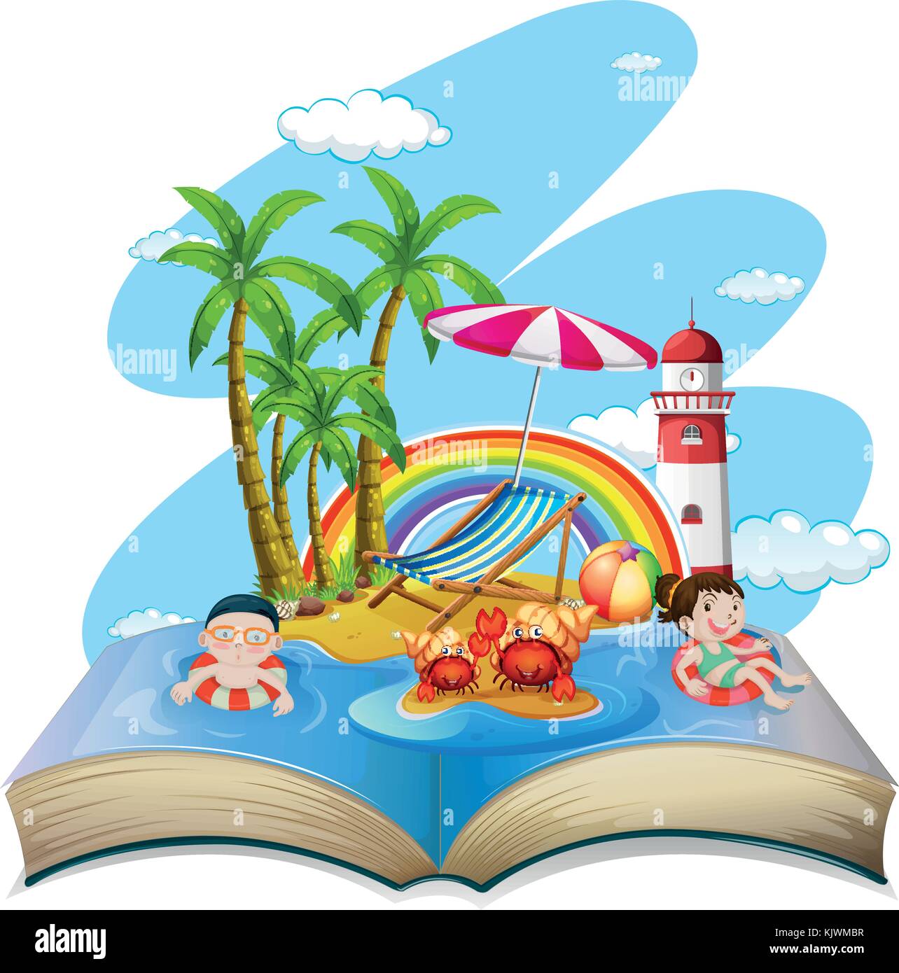 Kids swimming in the ocean illustration Stock Vector Image & Art - Alamy