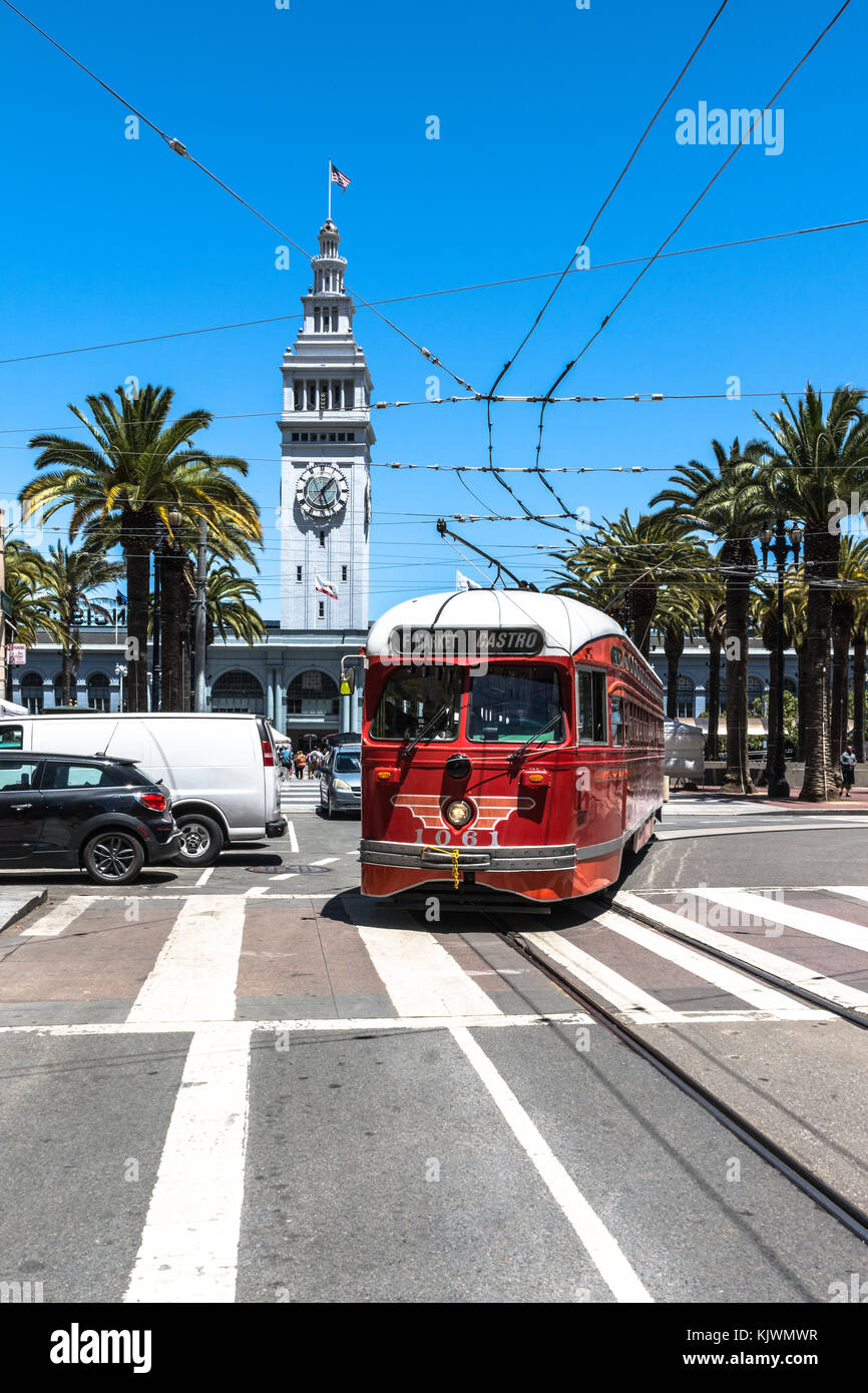 San Francisco,California,USA - June 26, 2017 : The red streetcar in ...