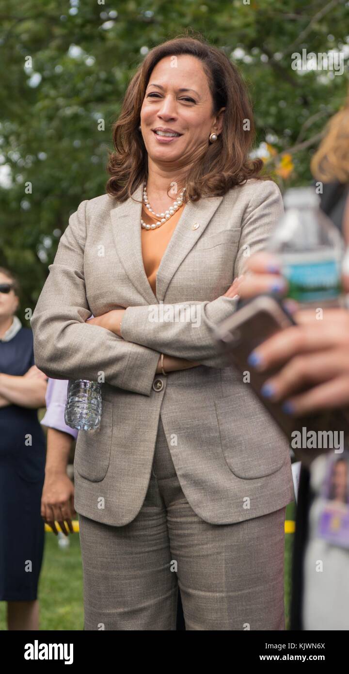 U.S. California Senator Kamala Harris speaks during a rally to stop the ...
