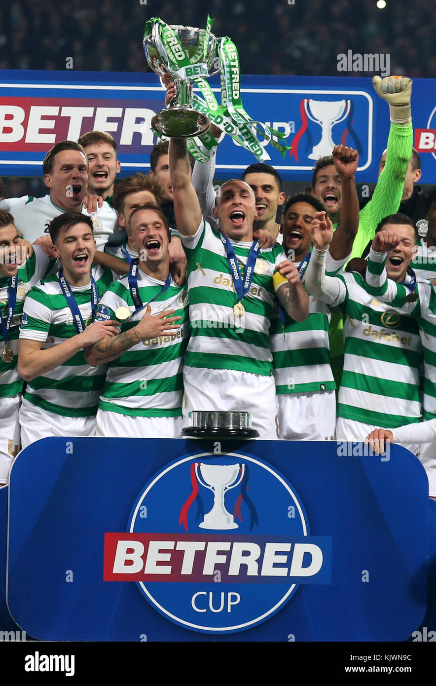 Celtic celebrate with the trophy after winning the Betfred Cup Final at ...