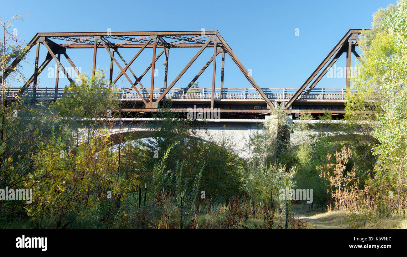 Panoramic view of Winters' famous Historic Trestle Train Bridge, viewed ...
