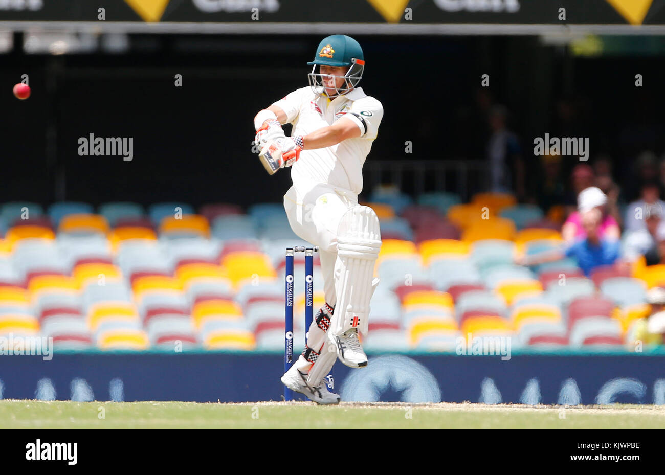Australia's David Warner plays a shot during day five of the Ashes Test ...