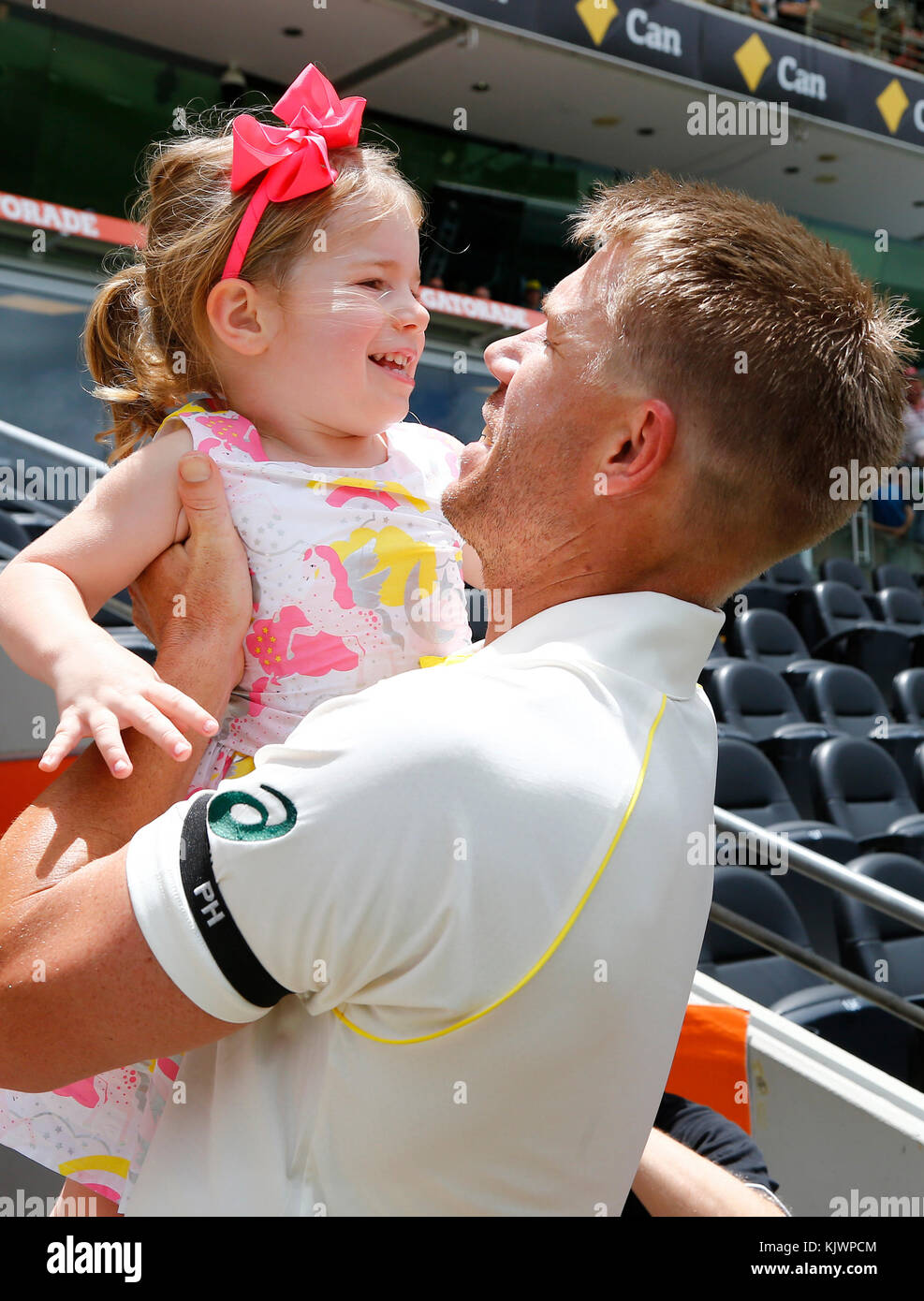 Australia's David Warner with his daughter day five of the Ashes Test ...