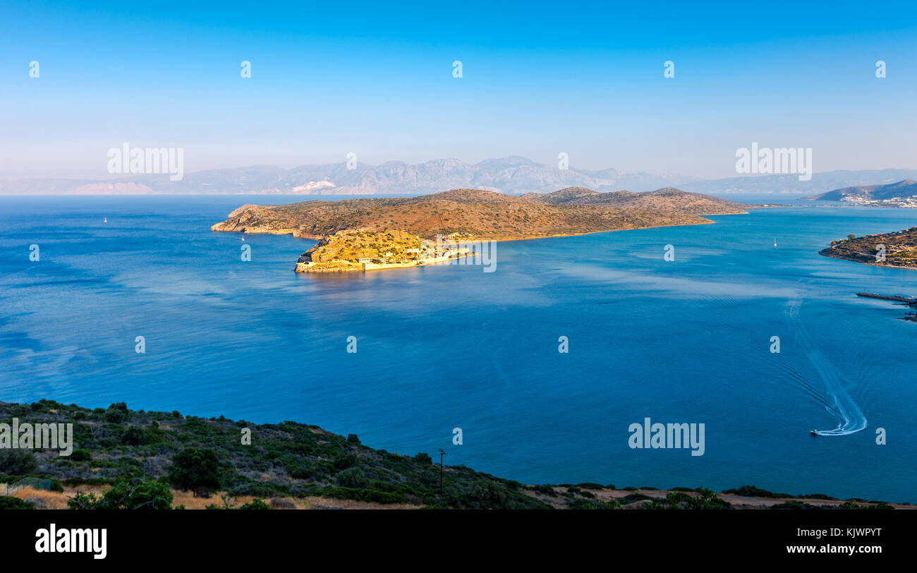 Panoramic view of Spinalonga, Crete, Greece Stock Photo - Alamy