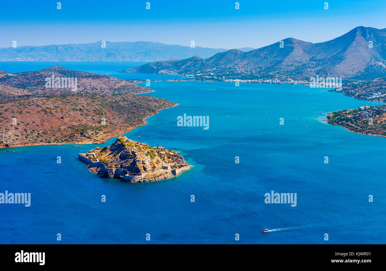 Panoramic view of Spinalonga, Crete, Greece Stock Photo - Alamy