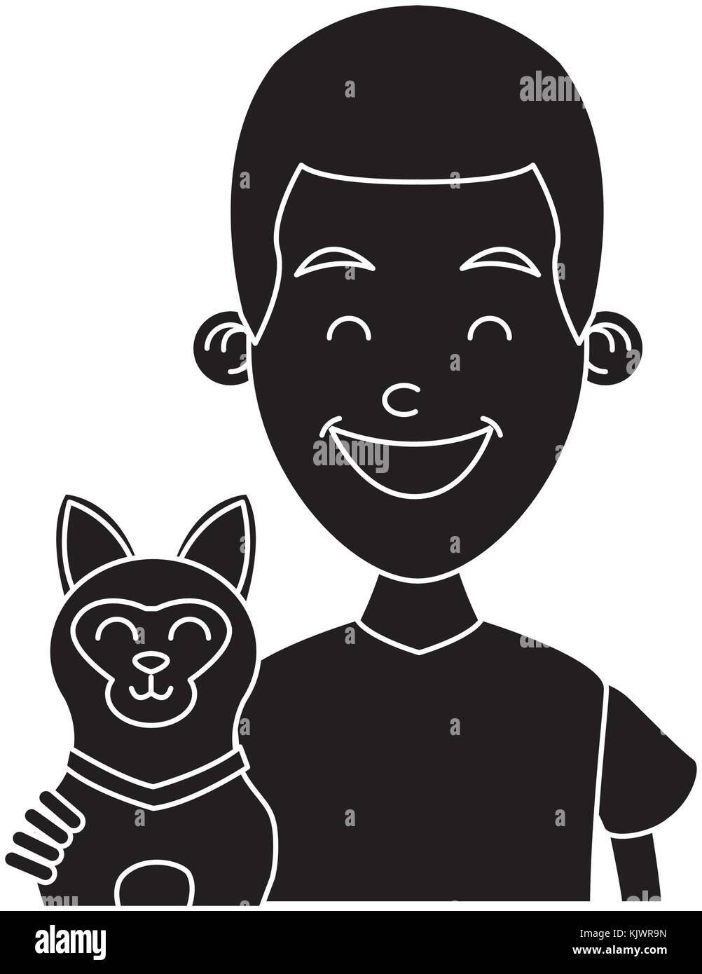 Boy with cat Stock Vector Image & Art - Alamy