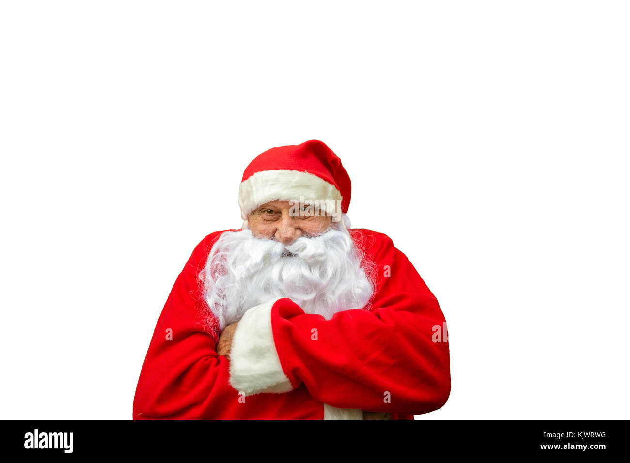 Santa Claus crossing arms isolated on white background Stock Photo - Alamy