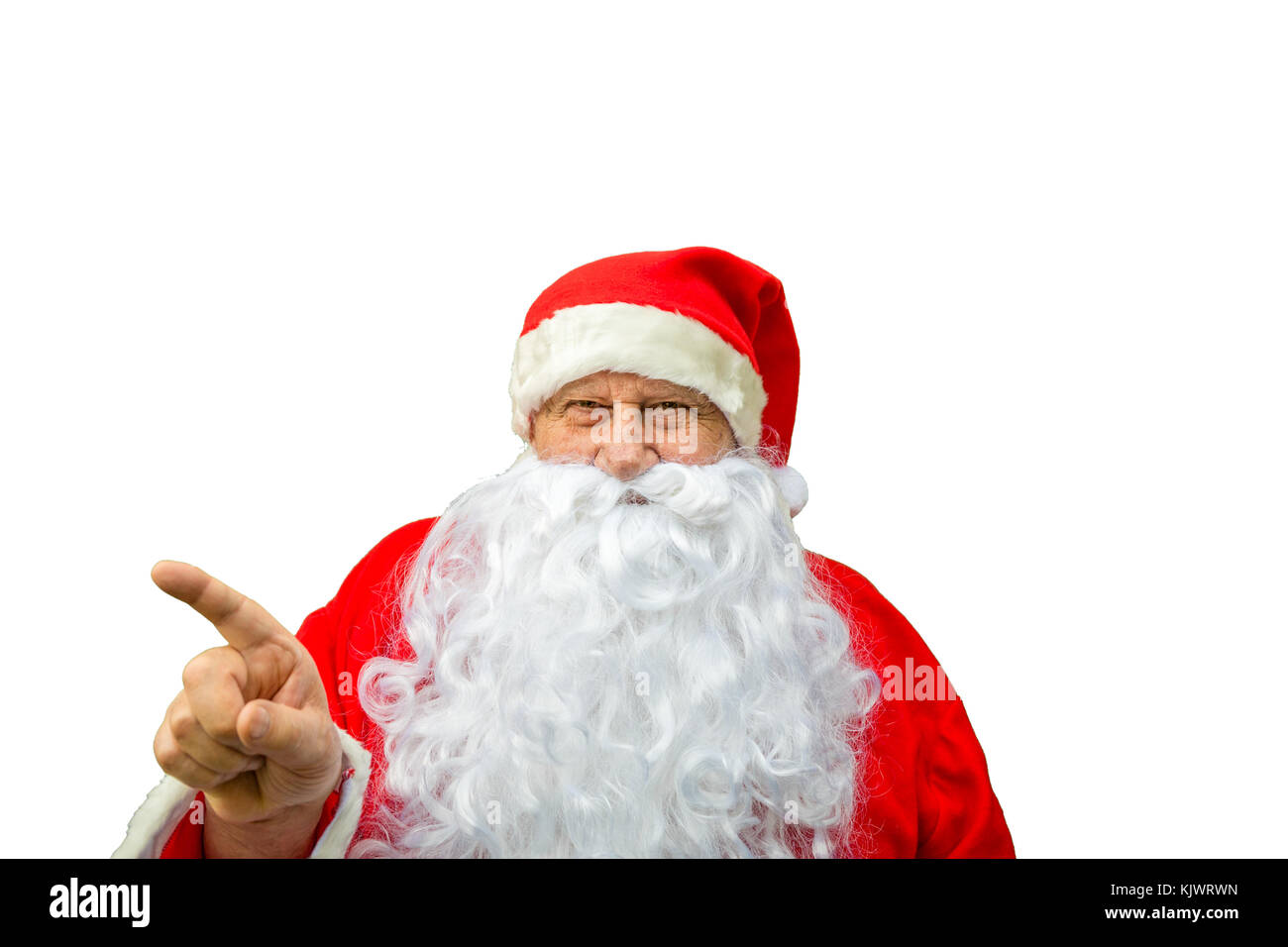 Santa Claus pointing finger isolated on white background Stock Photo ...