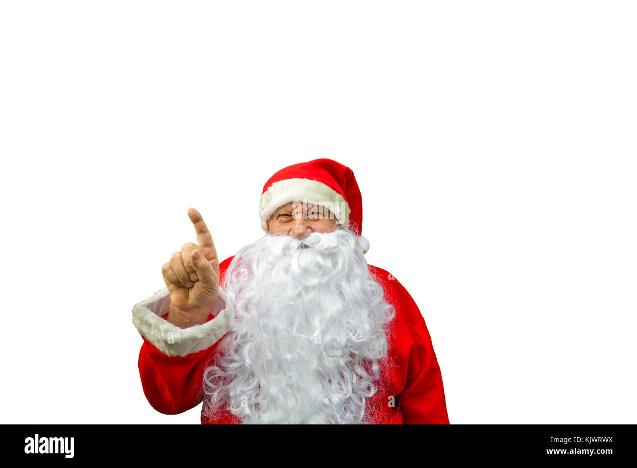 Santa Claus pointing finger isolated on white background Stock Photo ...