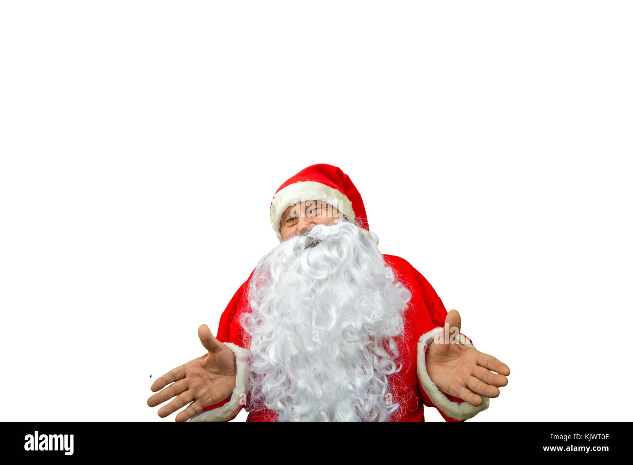 Santa Claus opening arms isolated on white background Stock Photo - Alamy
