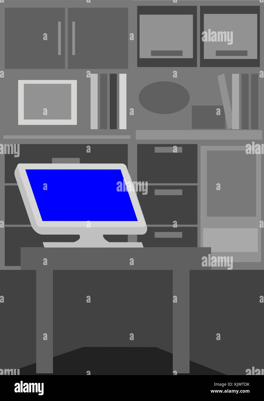 Lonely personal computer in dark room Stock Vector Image & Art - Alamy