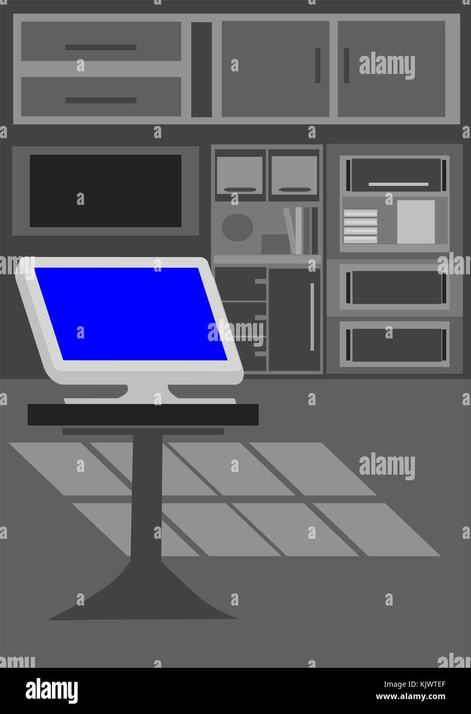 Lonely personal computer in dark room Stock Vector Image & Art - Alamy