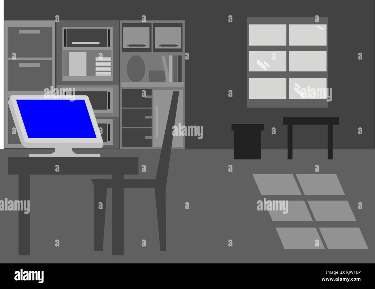 Lonely personal computer in dark room Stock Vector Image & Art - Alamy