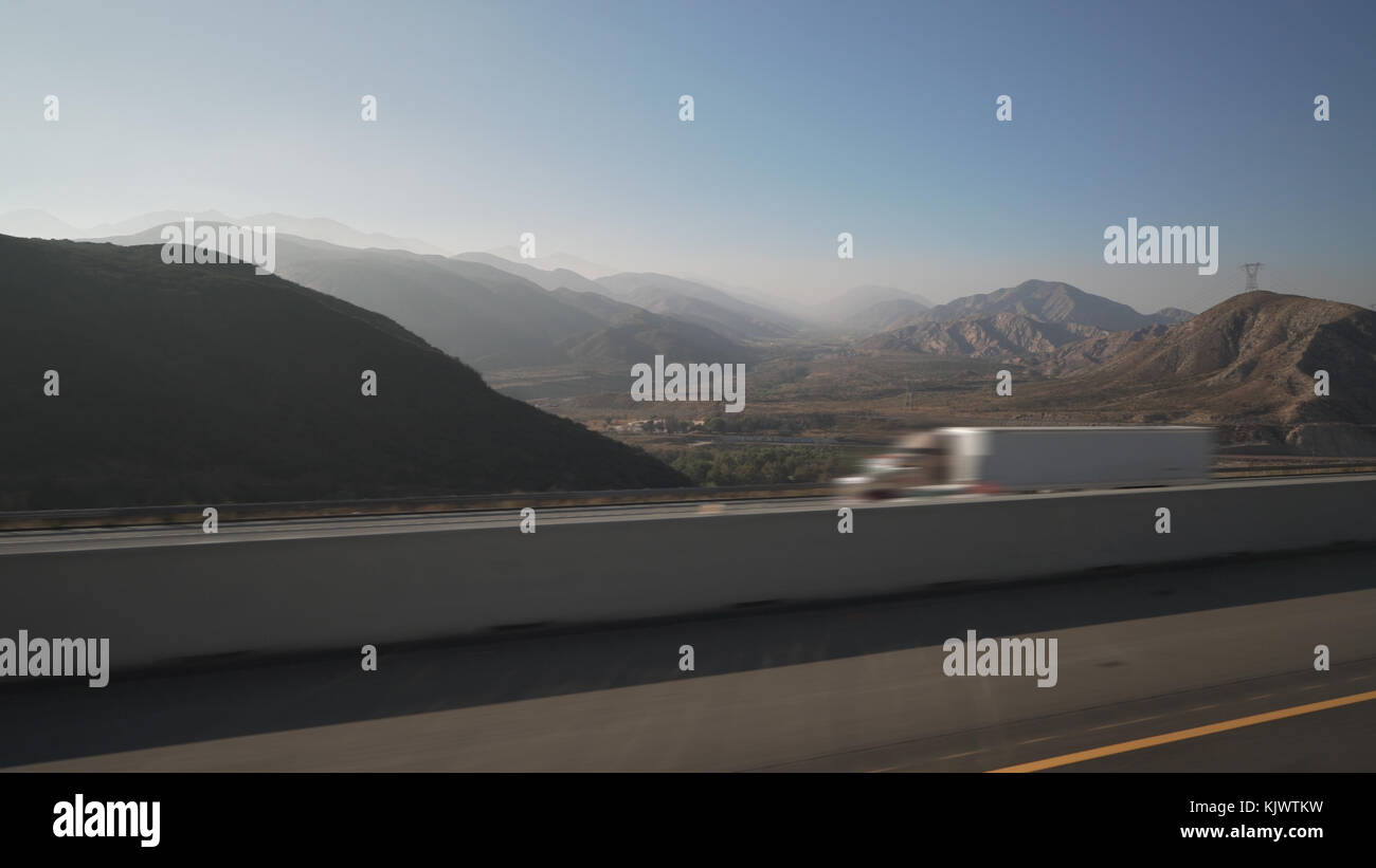 side view from moving car of mountains near Los Angeles Stock Photo - Alamy