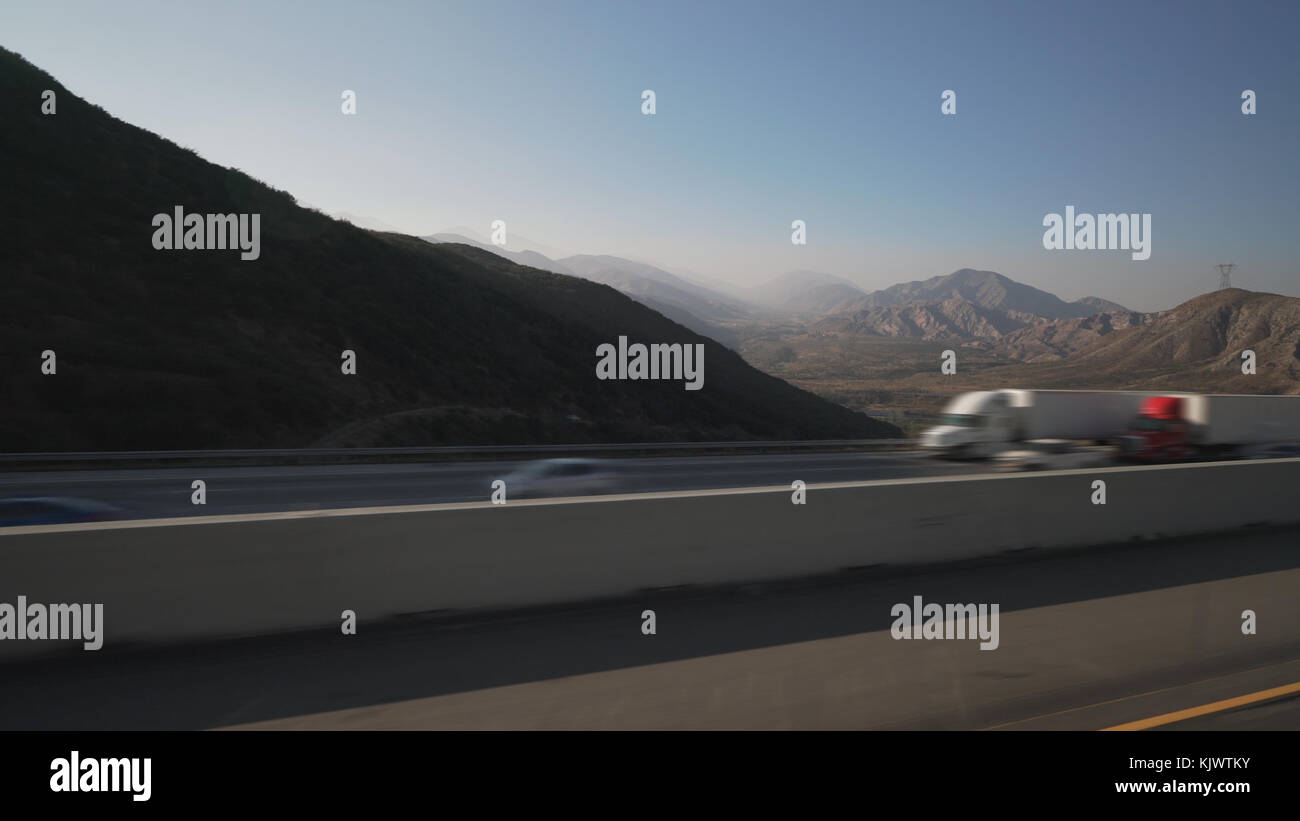 side view from moving car of mountains near Los Angeles Stock Photo - Alamy