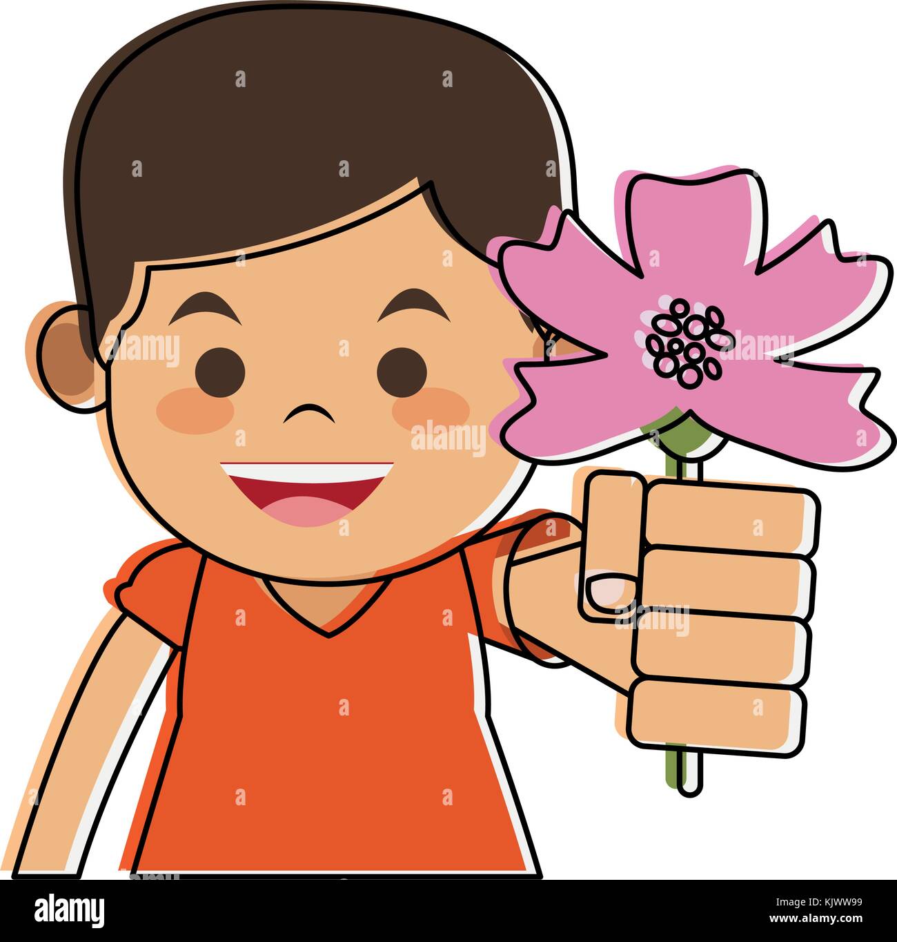 Boy with flower cartoon Stock Vector Image & Art - Alamy